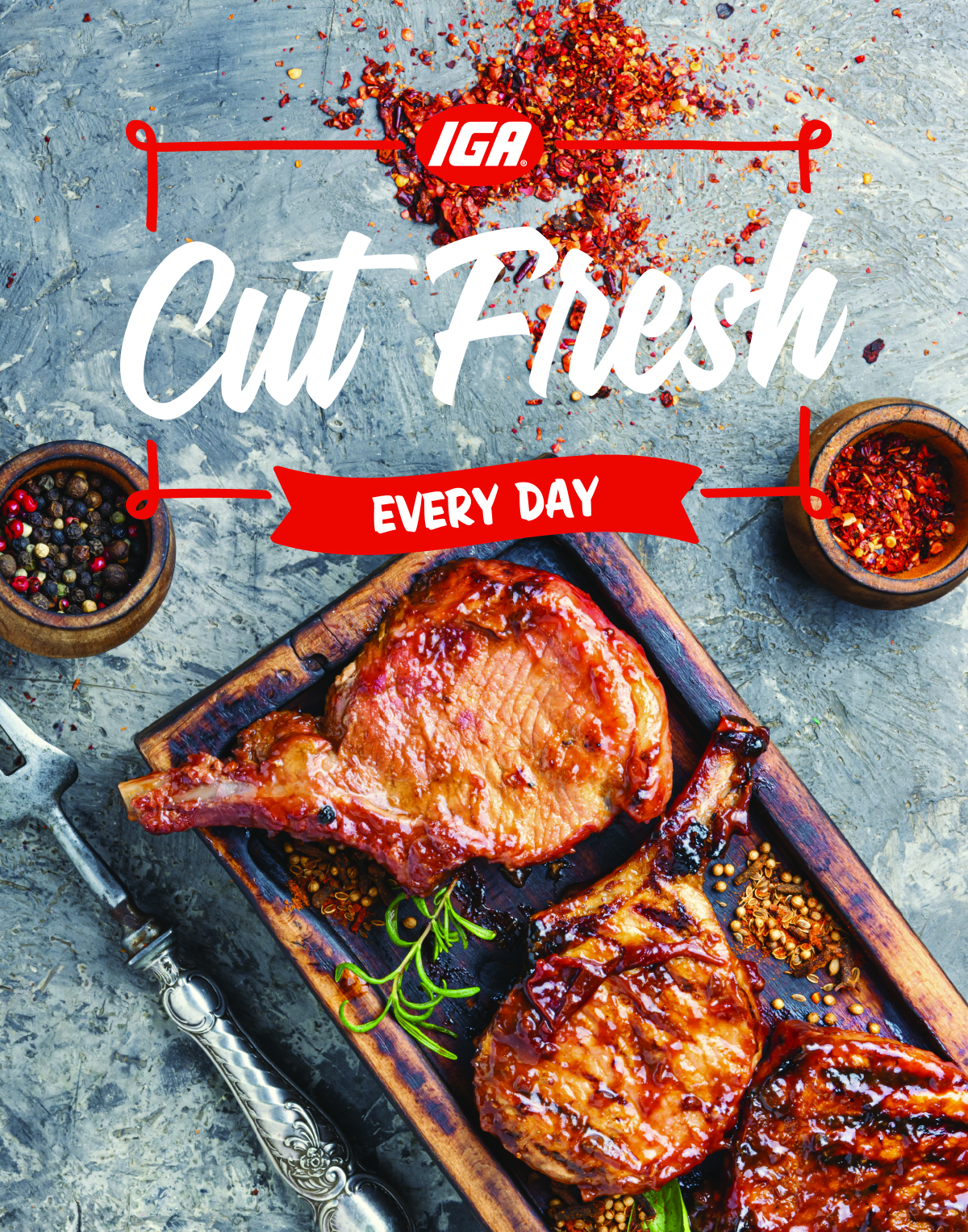 Meat Department: “Fresh Every Day” Hanging Signs – IGA Signs