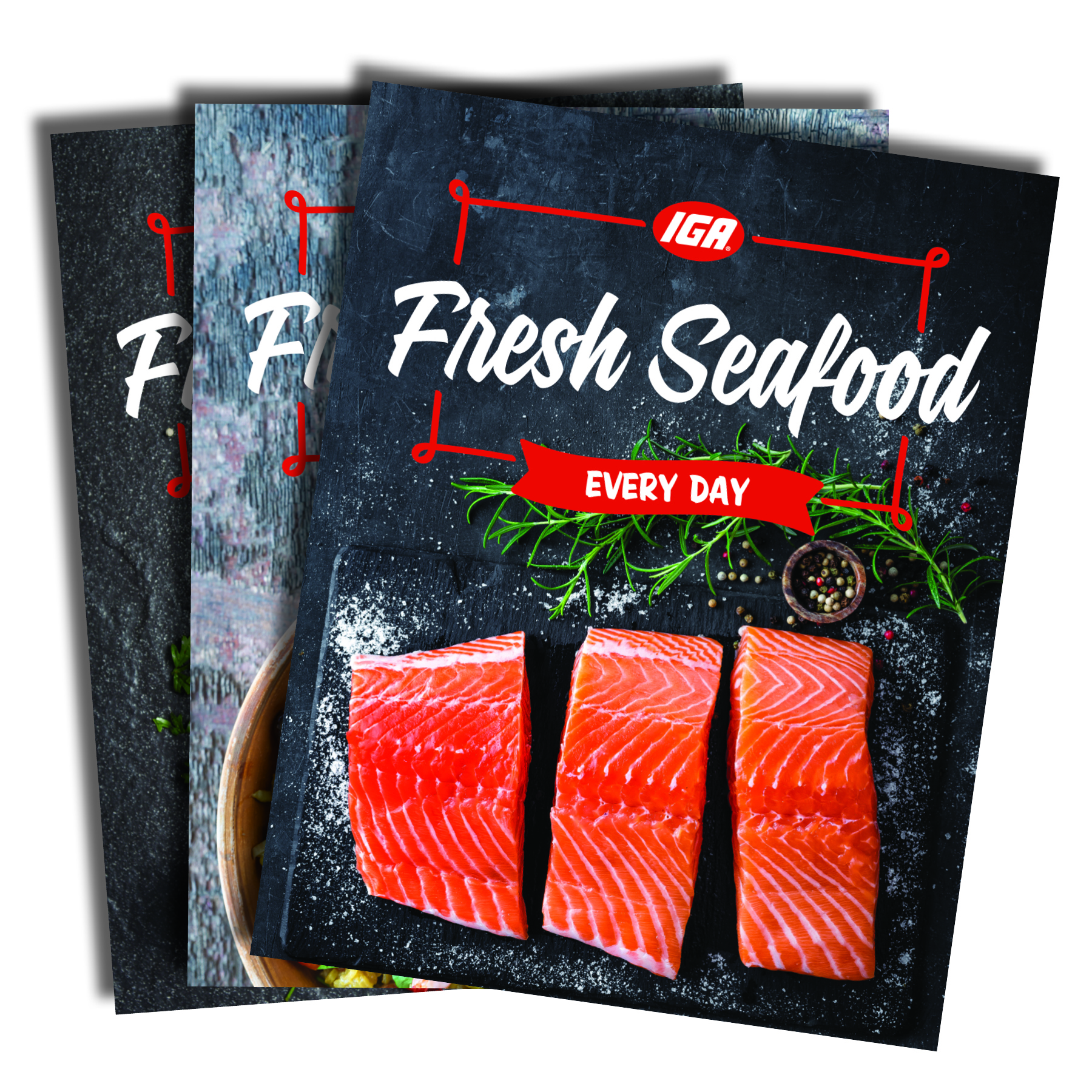 Seafood Department: “Fresh Every Day” Hanging Signs – IGA Signs