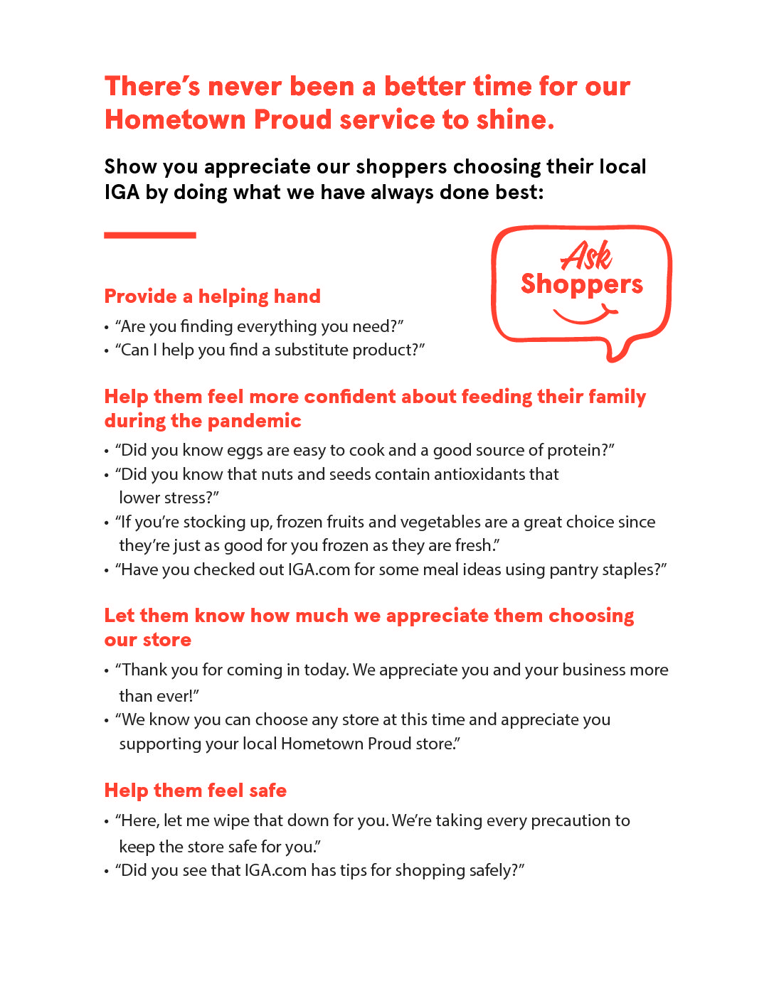 “Hometown Proud Service” Signs (Pack of 10) – IGA Signs